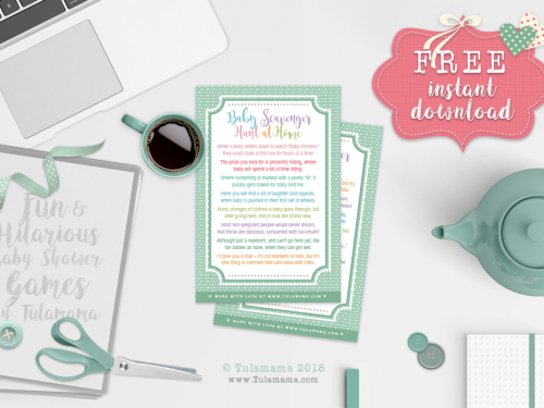Free Printable Baby Shower Scavenger Hunt - Tulamama
