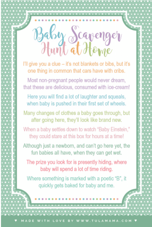 Free Printable Baby Shower Scavenger Hunt - Tulamama