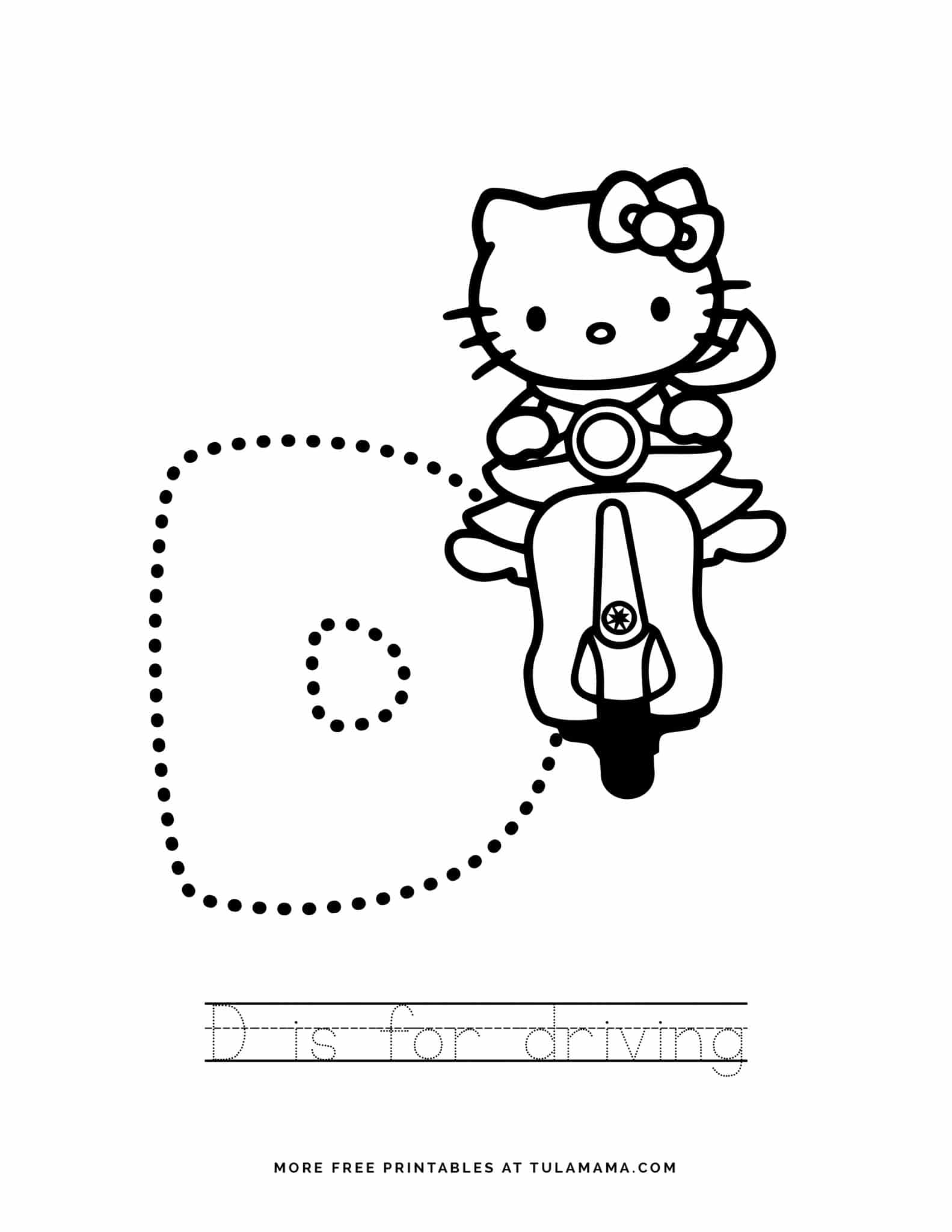 Free Printable Hello Kitty Tracing Letters Worksheets - Tulamama