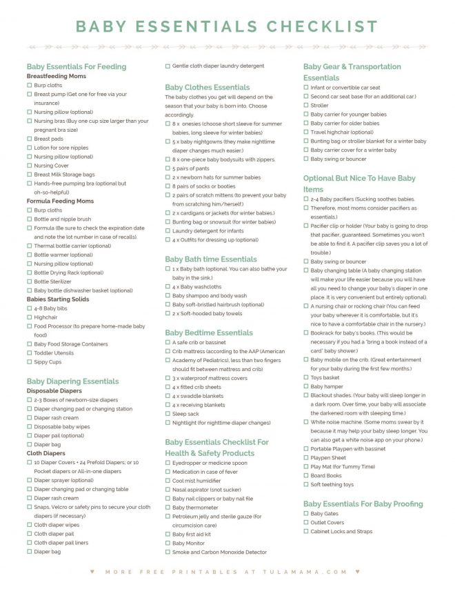 New Baby Essentials Checklist - Tulamama