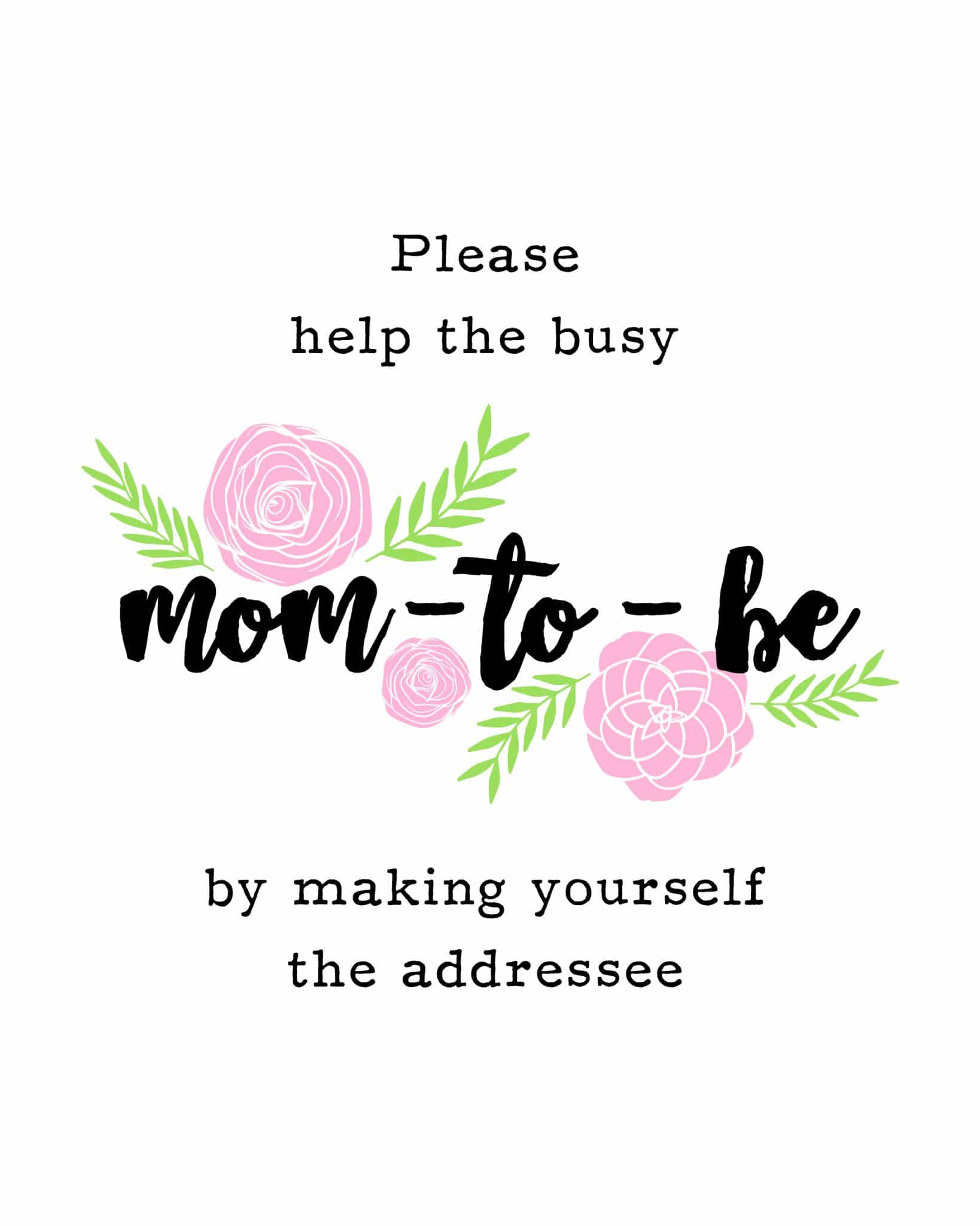 Please Help The Busy Mom To Be By Making Yourself The Addressee - Tulamama