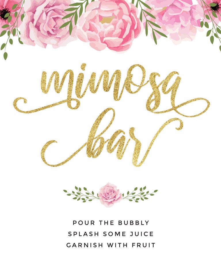 Beautiful Mimosa Bar Sign And Free Printables To Impress - Tulamama