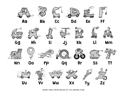 Letters In The Alphabet Automobiles - Fun Coloring Pages - Tulamama