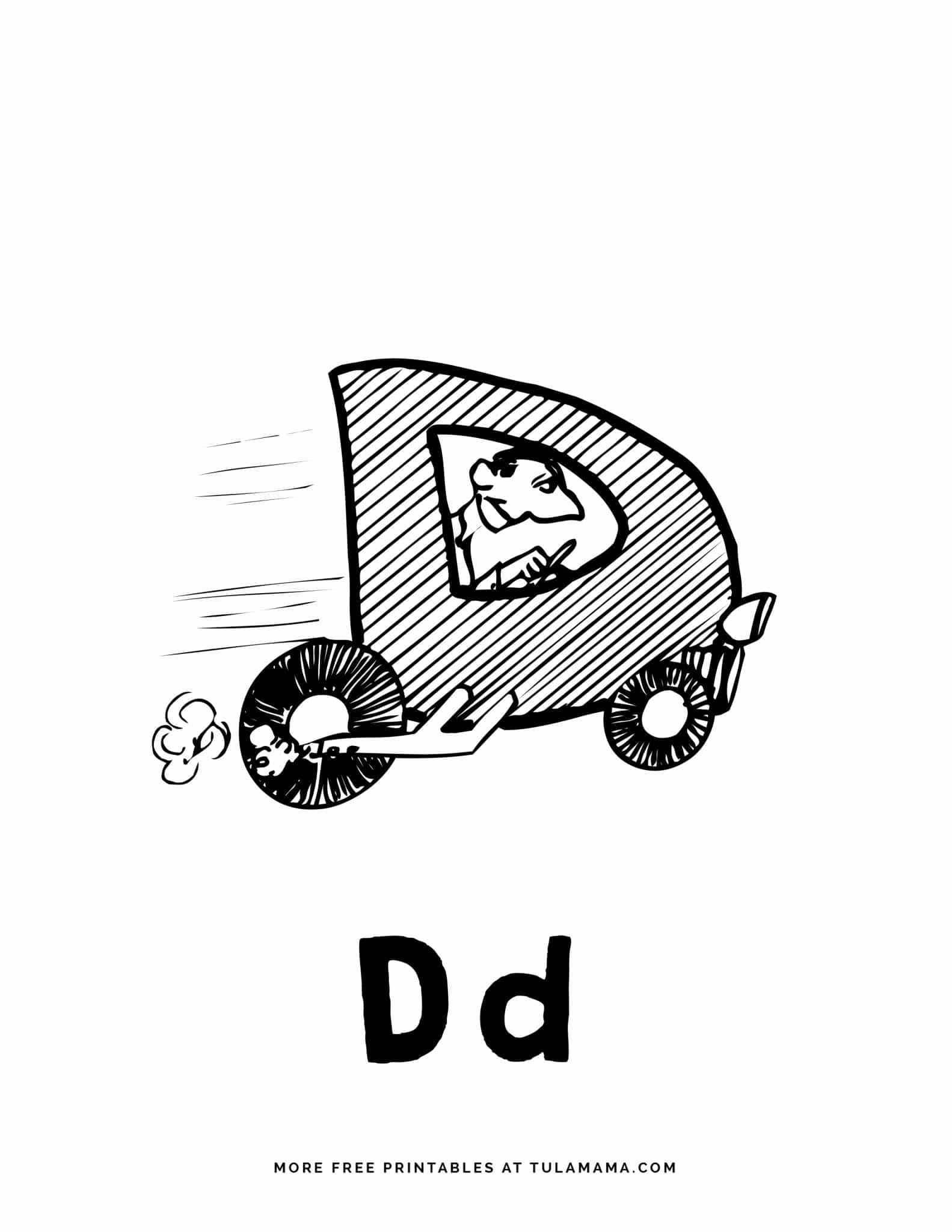 Letters In The Alphabet Automobiles - Fun Coloring Pages - Tulamama