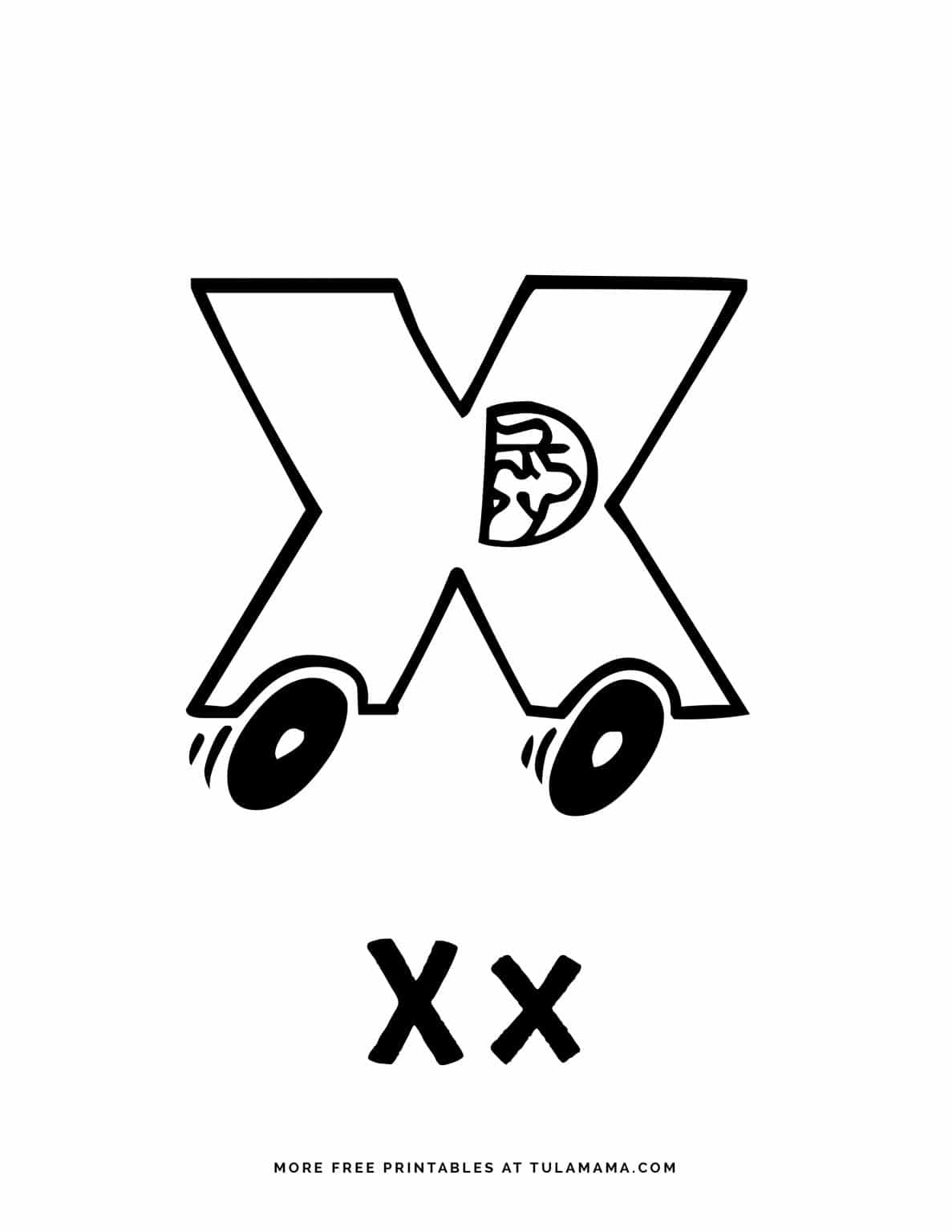 Fun And Easy To Print Alphabet Coloring Pages On Wheels - Tulamama