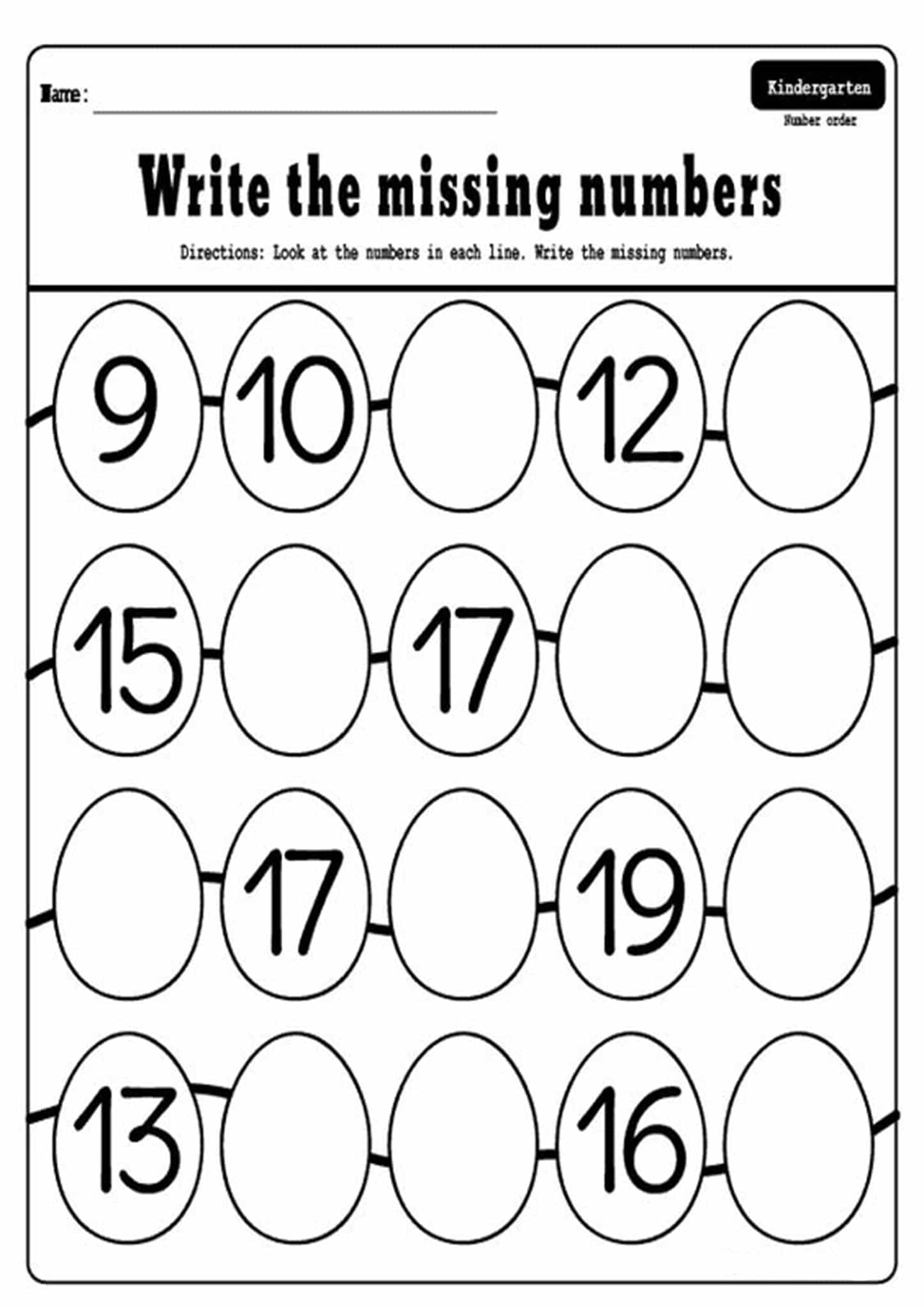 Free Fun Missing Number Worksheets