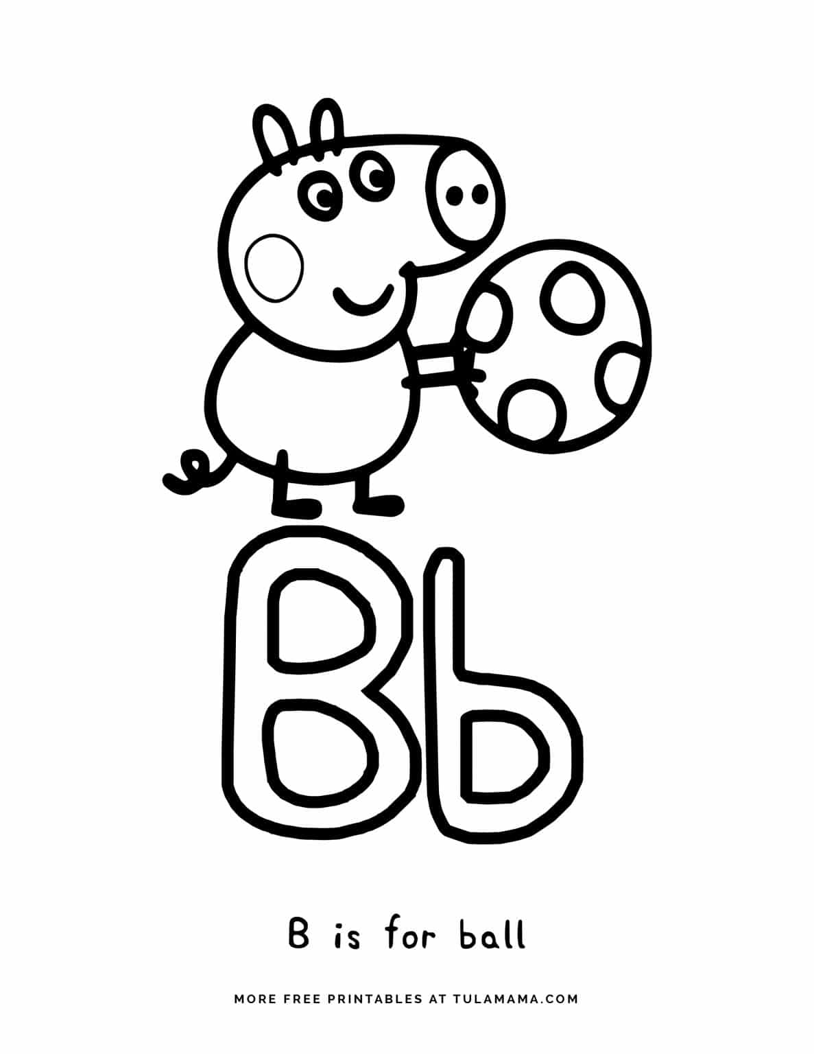 Abc Letter Tulamama Tracing Trace Pig Peppa Traceable Sketch Coloring Page
