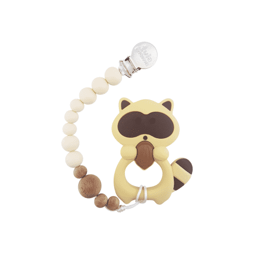 Pacifier Clip & Raccoon Teether Baby Shower Gift Set - Tulamama