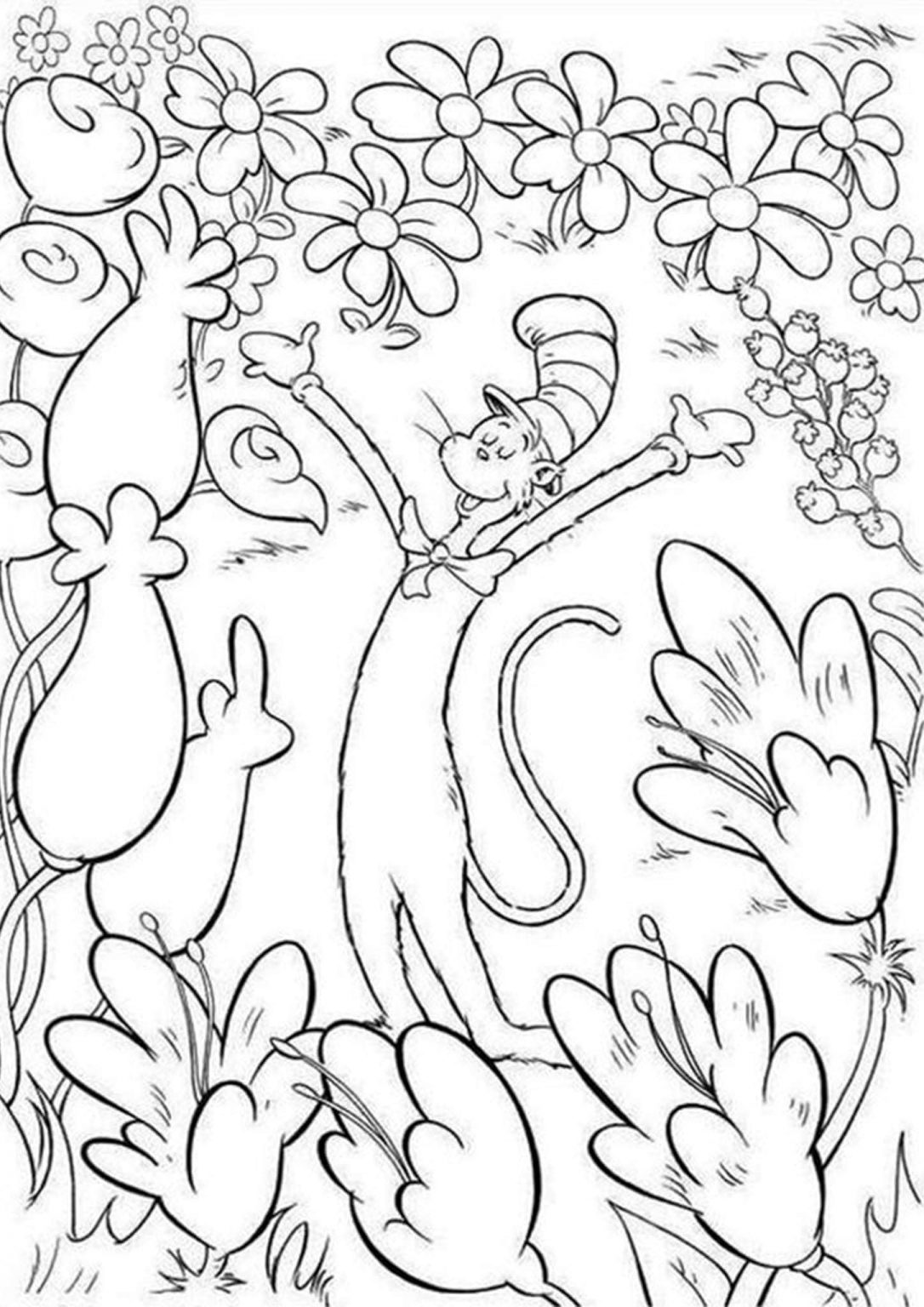 Free & Easy To Print Cat in the Hat Coloring Pages - Tulamama