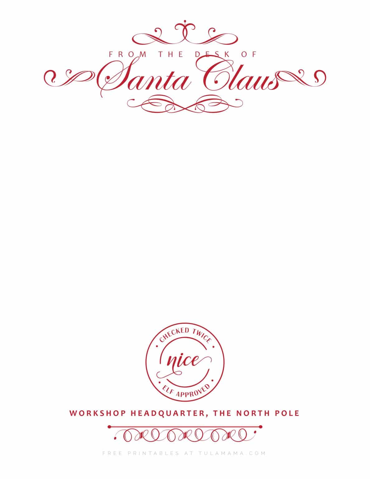 The Cutest Free Printable Santa Letterhead Christmas Stationery