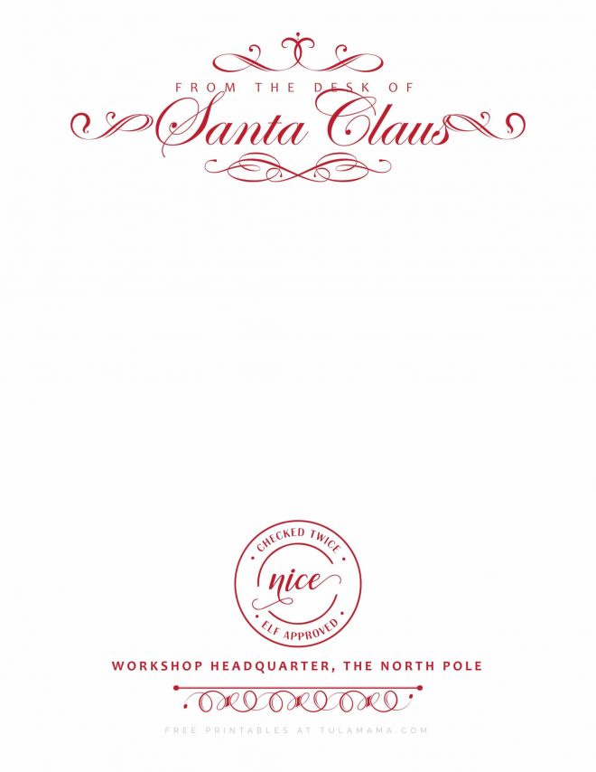The Cutest Free Printable Santa Letterhead Christmas Stationery 