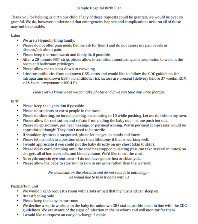 How To Quickly And Easily Create A Birth Plan With A Template - Tulamama