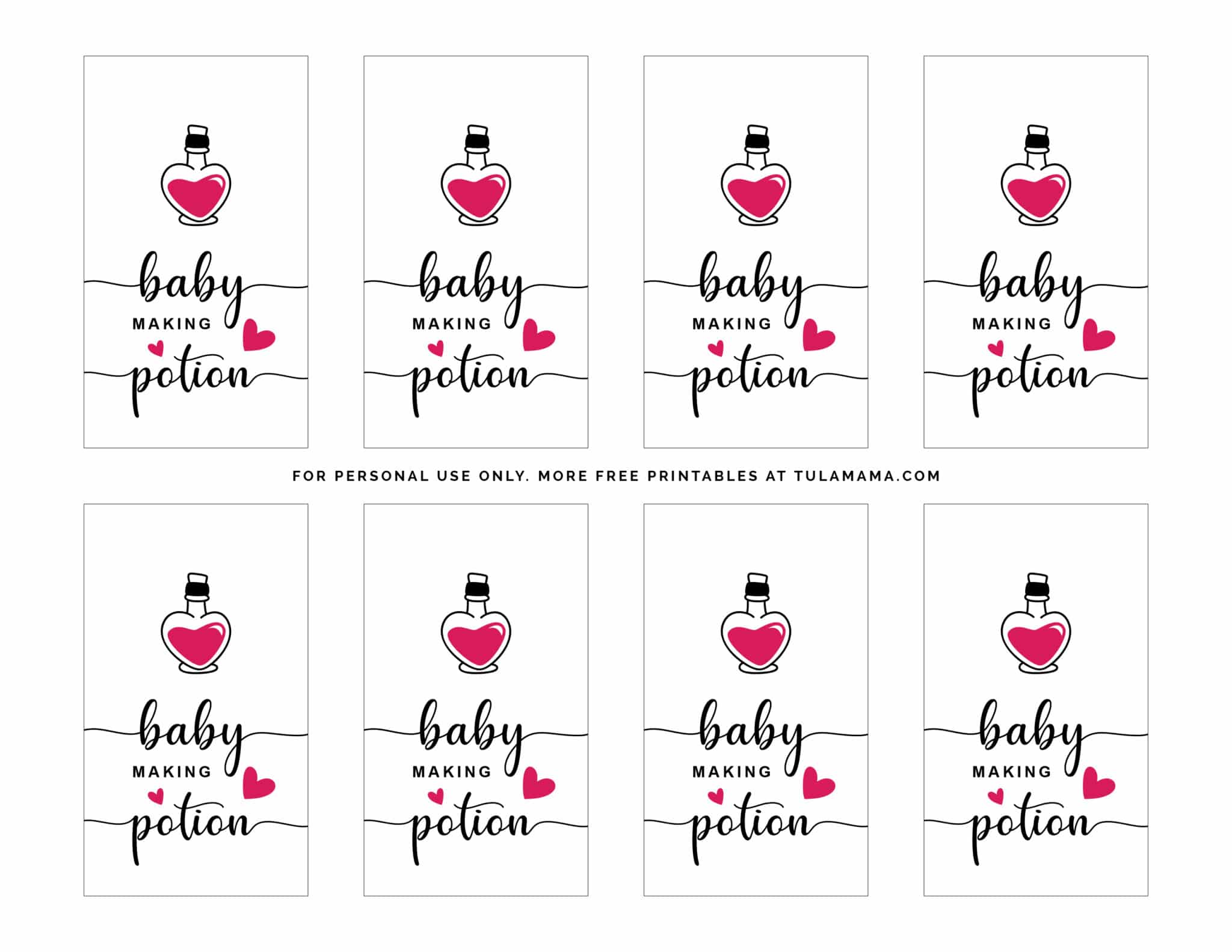 Free Printable Baby Making Potion Tags For Favors And Gifts - Tulamama