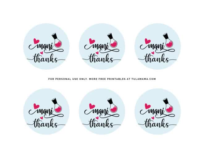 Free Printable "Mani Thanks" Printables For Favors And Gifts - Tulamama