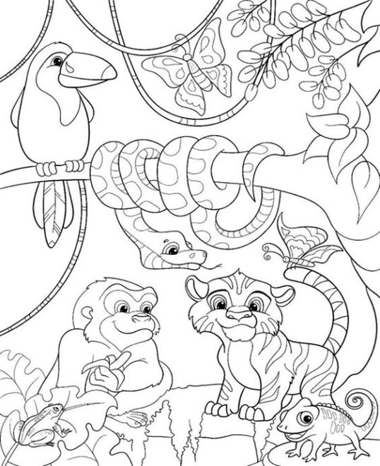 Jungle Coloring Pages Animals Animal Color Safari Wild Printable Kids ...